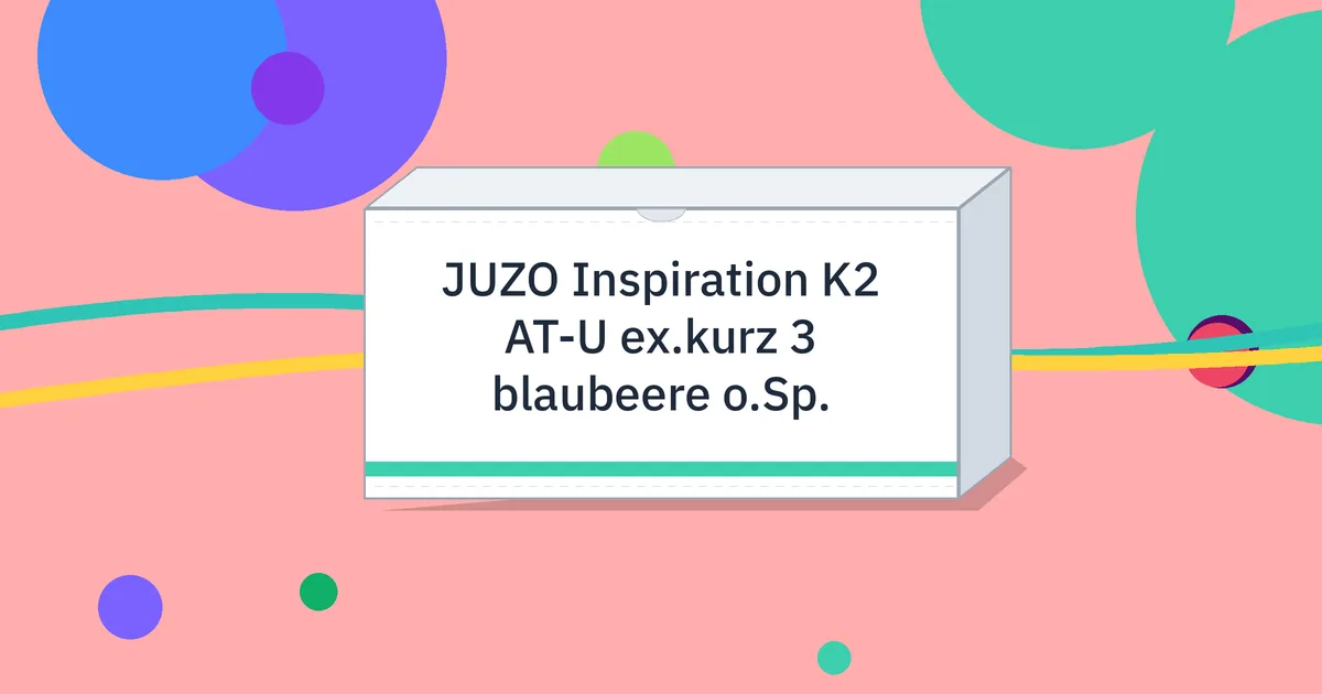 Symbolbild: Packung mit der Aufschrift JUZO Inspiration K2 AT-U ex.kurz 3 blaubeere o.Sp. (PZN 14930116) – Verfügbarkeit und Bezug in Apotheken in Frankfurt am Main