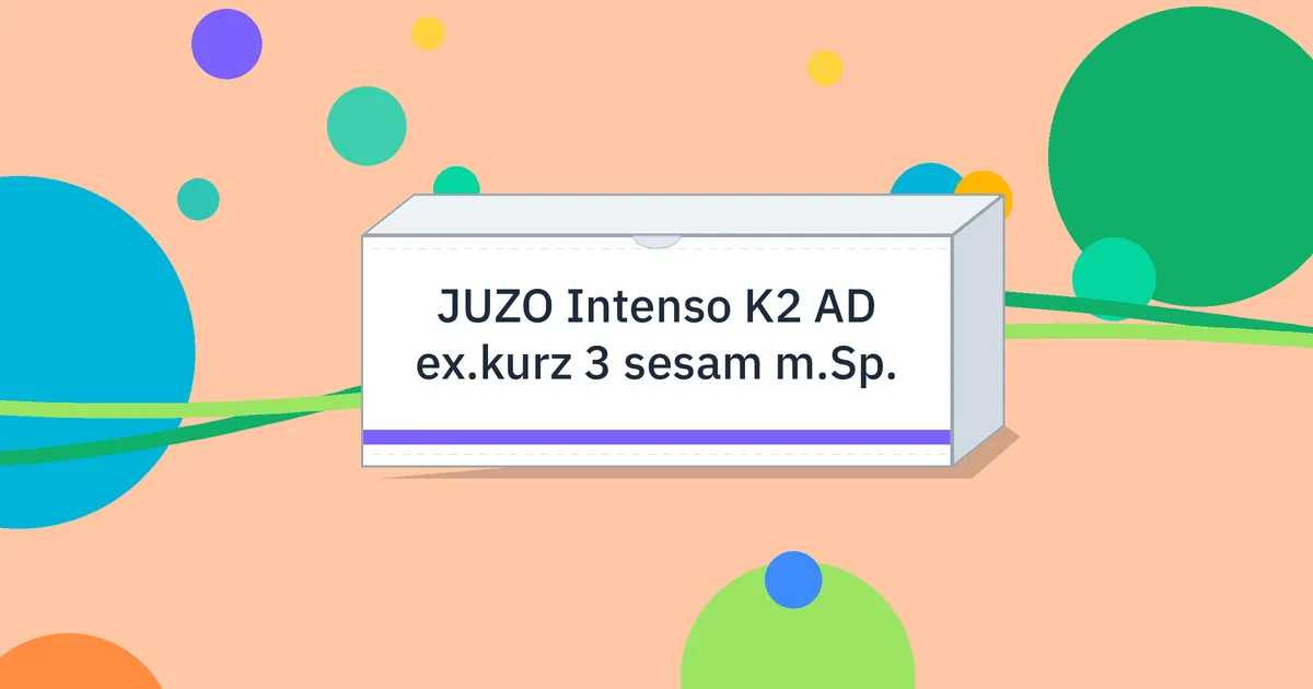 Symbolbild: Packung mit der Aufschrift JUZO Intenso K2 AD ex.kurz 3 sesam m.Sp. (PZN 18608044) – Verfügbarkeit und Bezug in Apotheken in Frankfurt am Main