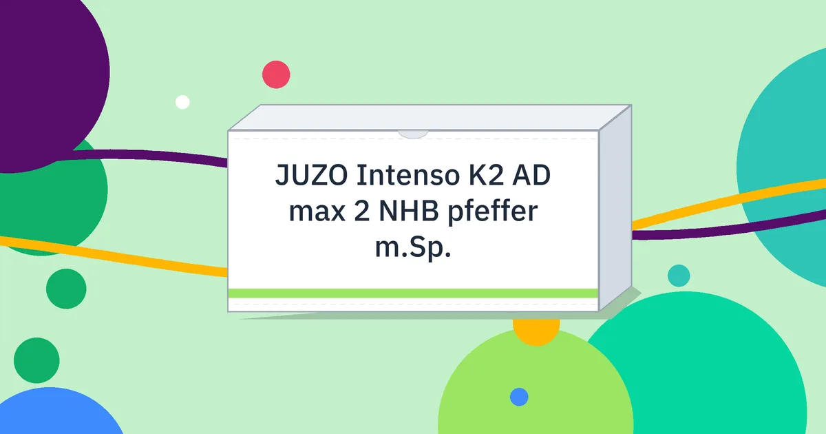 Symbolbild: Packung mit der Aufschrift JUZO Intenso K2 AD max 2 NHB pfeffer m.Sp. (PZN 18612577) – Verfügbarkeit und Bezug in Apotheken in Frankfurt am Main