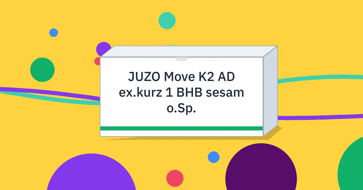 Symbolbild: Packung mit der Aufschrift JUZO Move K2 AD ex.kurz 1 BHB sesam o.Sp. (PZN 18510954) – Verfügbarkeit und Bezug in Apotheken in Frankfurt am Main