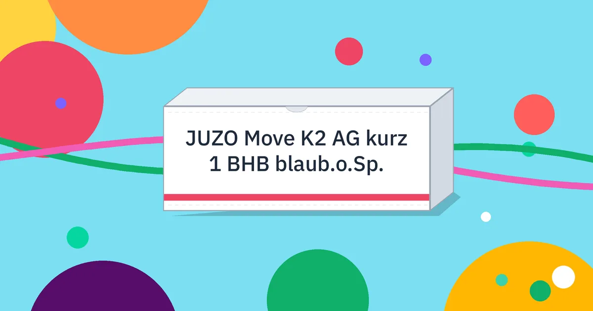 Symbolbild: Packung mit der Aufschrift JUZO Move K2 AG kurz 1 BHB blaub.o.Sp. (PZN 18561650) – Verfügbarkeit und Bezug in Apotheken in Frankfurt am Main