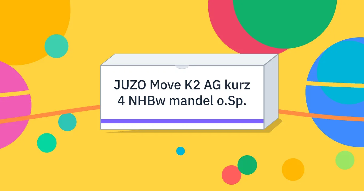 Symbolbild: Packung mit der Aufschrift JUZO Move K2 AG kurz 4 NHBw mandel o.Sp. (PZN 16641385) – Verfügbarkeit und Bezug in Apotheken in Frankfurt am Main