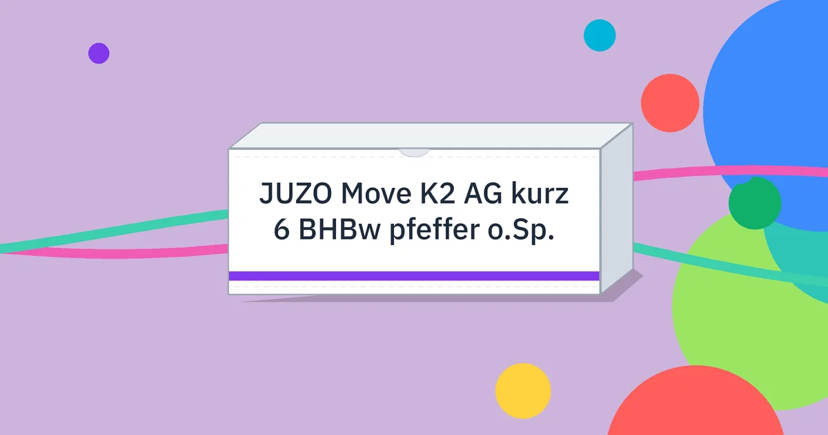 Symbolbild: Packung mit der Aufschrift JUZO Move K2 AG kurz 6 BHBw pfeffer o.Sp. (PZN 16646098) – Verfügbarkeit und Bezug in Apotheken in Frankfurt am Main