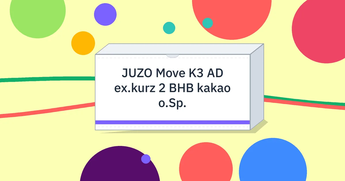 Symbolbild: Packung mit der Aufschrift JUZO Move K3 AD ex.kurz 2 BHB kakao o.Sp. (PZN 18574374) – Verfügbarkeit und Bezug in Apotheken in Frankfurt am Main