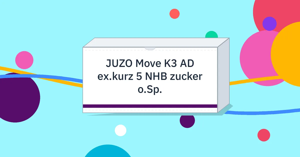 Symbolbild: Packung mit der Aufschrift JUZO Move K3 AD ex.kurz 5 NHB zucker o.Sp. (PZN 18570057) – Verfügbarkeit und Bezug in Apotheken in Frankfurt am Main