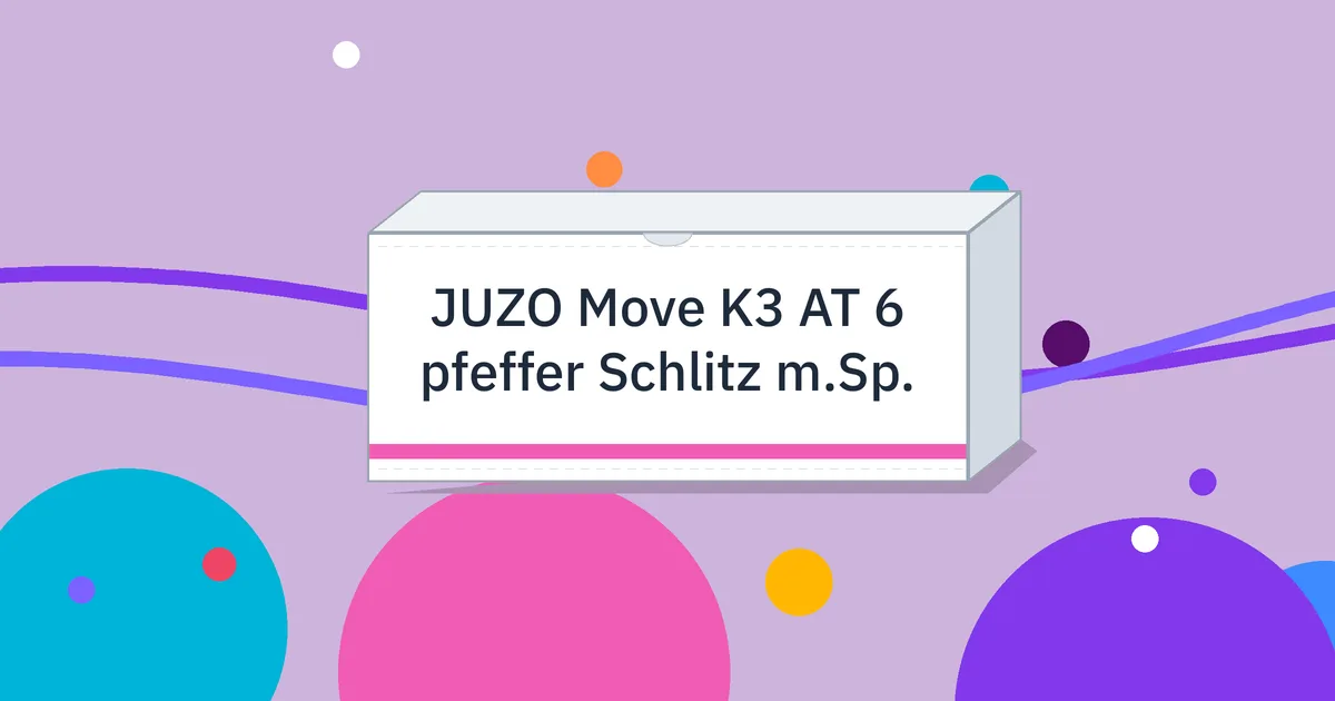 Symbolbild: Packung mit der Aufschrift JUZO Move K3 AT 6 pfeffer Schlitz m.Sp. (PZN 20677839) – Verfügbarkeit und Bezug in Apotheken in Frankfurt am Main