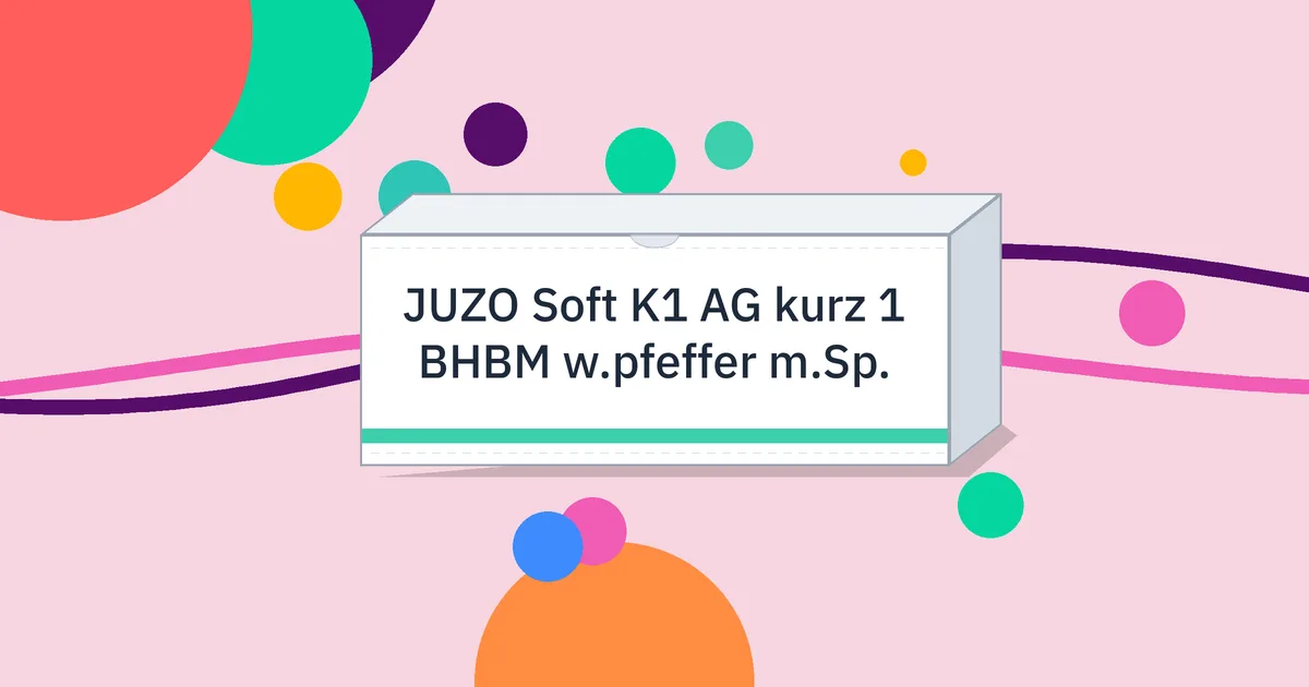 Symbolbild: Packung mit der Aufschrift JUZO Soft K1 AG kurz 1 BHBM w.pfeffer m.Sp. (PZN 14863331) – Verfügbarkeit und Bezug in Apotheken in Frankfurt am Main