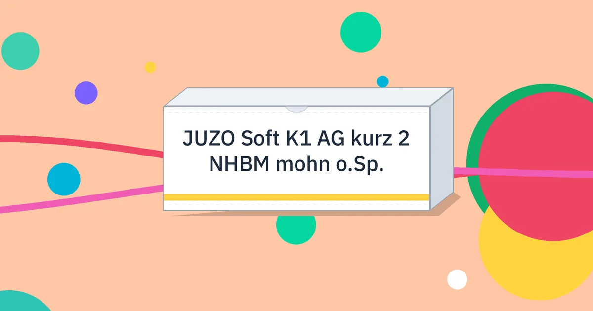 Symbolbild: Packung mit der Aufschrift JUZO Soft K1 AG kurz 2 NHBM mohn o.Sp. (PZN 14995216) – Verfügbarkeit und Bezug in Apotheken in Frankfurt am Main