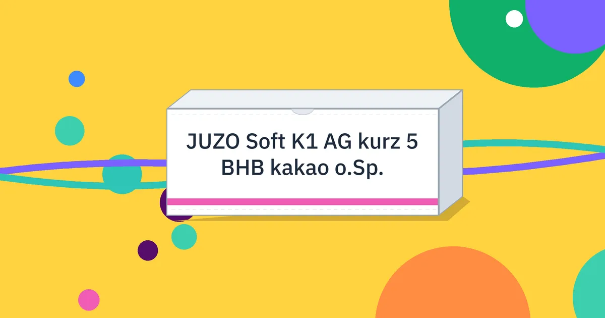 Symbolbild: Packung mit der Aufschrift JUZO Soft K1 AG kurz 5 BHB kakao o.Sp. (PZN 14823219) – Verfügbarkeit und Bezug in Apotheken in Frankfurt am Main