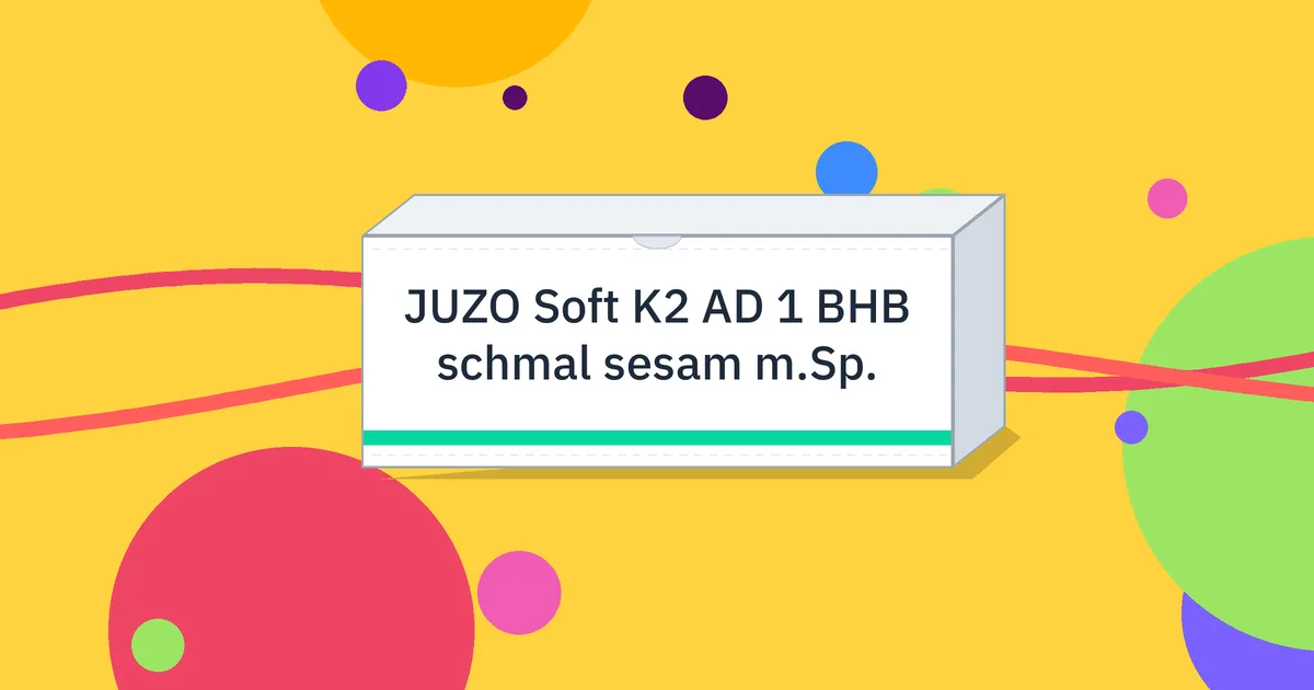 Symbolbild: Packung mit der Aufschrift JUZO Soft K2 AD 1 BHB schmal sesam m.Sp. (PZN 15465035) – Verfügbarkeit und Bezug in Apotheken in Frankfurt am Main