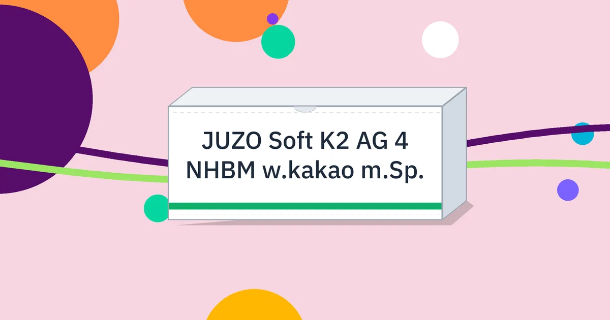 Symbolbild: Packung mit der Aufschrift JUZO Soft K2 AG 4 NHBM w.kakao m.Sp. (PZN 15019005) – Verfügbarkeit und Bezug in Apotheken in Frankfurt am Main