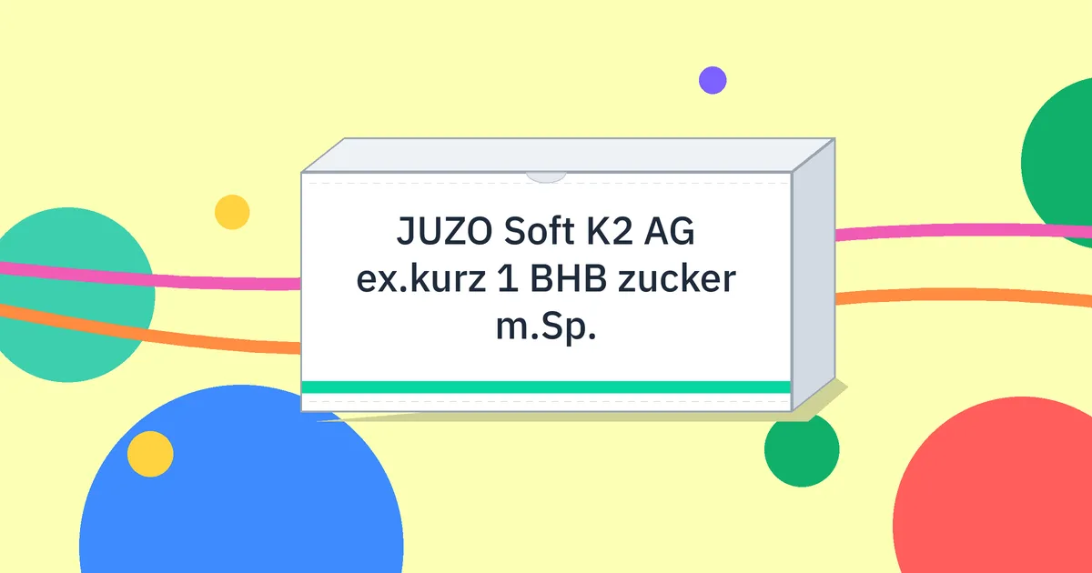 Symbolbild: Packung mit der Aufschrift JUZO Soft K2 AG ex.kurz 1 BHB zucker m.Sp. (PZN 14827217) – Verfügbarkeit und Bezug in Apotheken in Frankfurt am Main