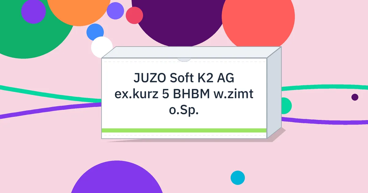 Symbolbild: Packung mit der Aufschrift JUZO Soft K2 AG ex.kurz 5 BHBM w.zimt o.Sp. (PZN 14870035) – Verfügbarkeit und Bezug in Apotheken in Frankfurt am Main