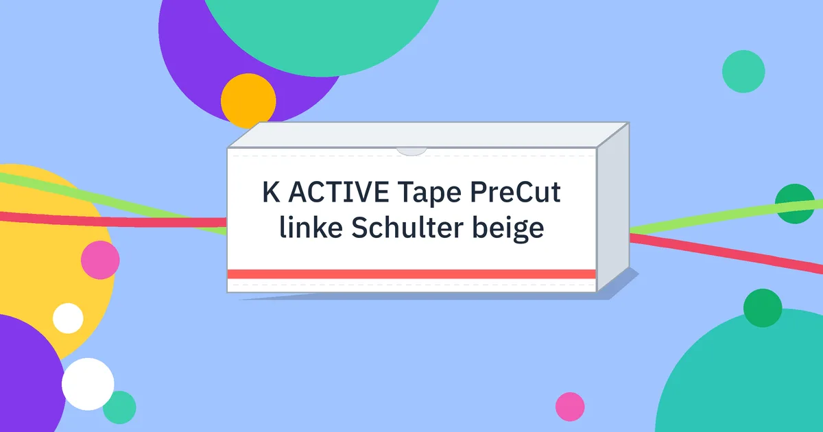 Symbolbild: Packung mit der Aufschrift K ACTIVE Tape PreCut linke Schulter beige (PZN 06936665) – Verfügbarkeit und Bezug in Apotheken in Frankfurt am Main