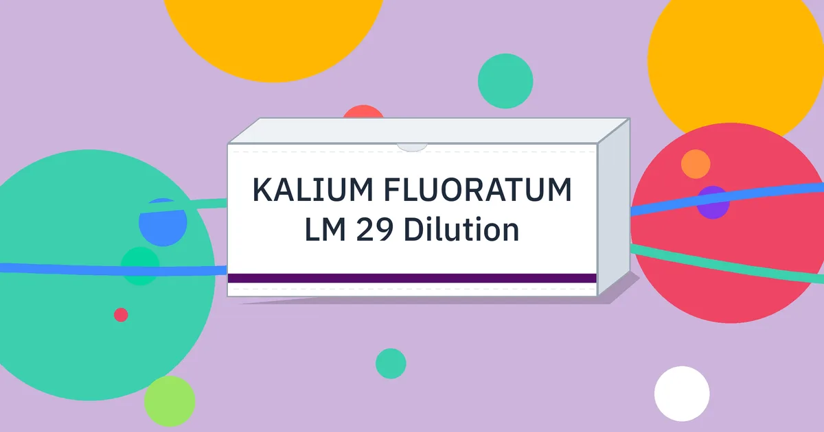 Symbolbild: Packung mit der Aufschrift KALIUM FLUORATUM LM 29 Dilution (PZN 12921716) – Verfügbarkeit und Bezug in Apotheken in Frankfurt am Main