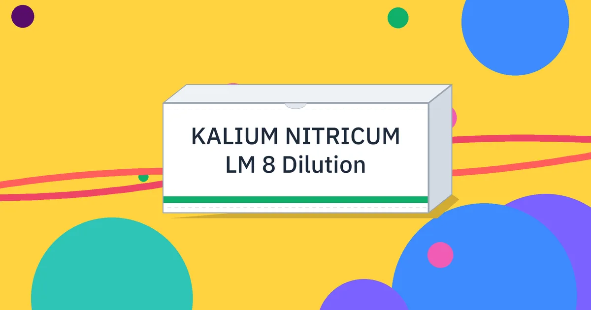 Symbolbild: Packung mit der Aufschrift KALIUM NITRICUM LM 8 Dilution (PZN 12923187) – Verfügbarkeit und Bezug in Apotheken in Frankfurt am Main