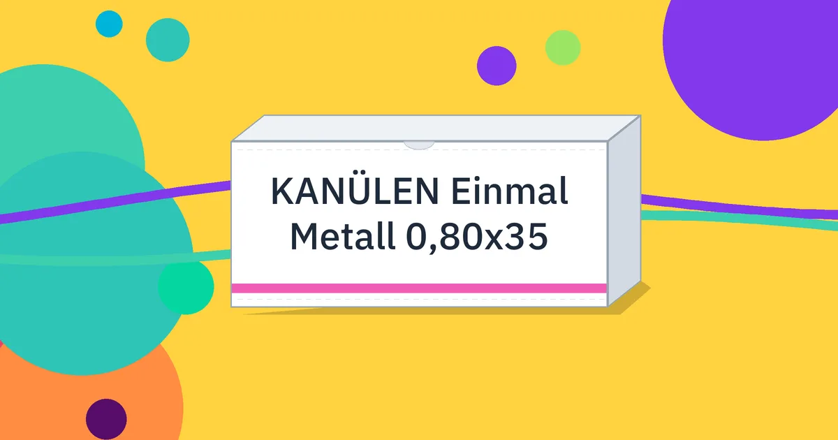 Symbolbild: Packung mit der Aufschrift KANÜLEN Einmal Metall 0,80x35 (PZN 01729312) – Verfügbarkeit und Bezug in Apotheken in Frankfurt am Main