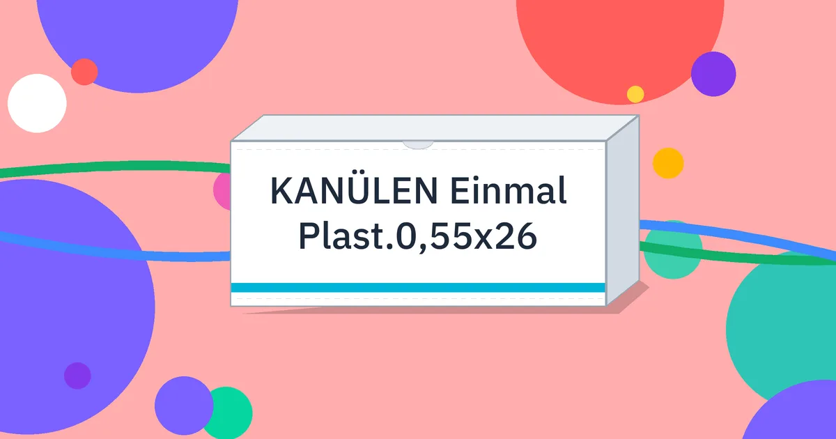 Symbolbild: Packung mit der Aufschrift KANÜLEN Einmal Plast.0,55x26 (PZN 01964527) – Verfügbarkeit und Bezug in Apotheken in Frankfurt am Main