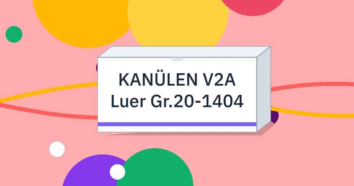 Symbolbild: Packung mit der Aufschrift KANÜLEN V2A Luer Gr.20-1404 (PZN 02439734) – Verfügbarkeit und Bezug in Apotheken in Frankfurt am Main