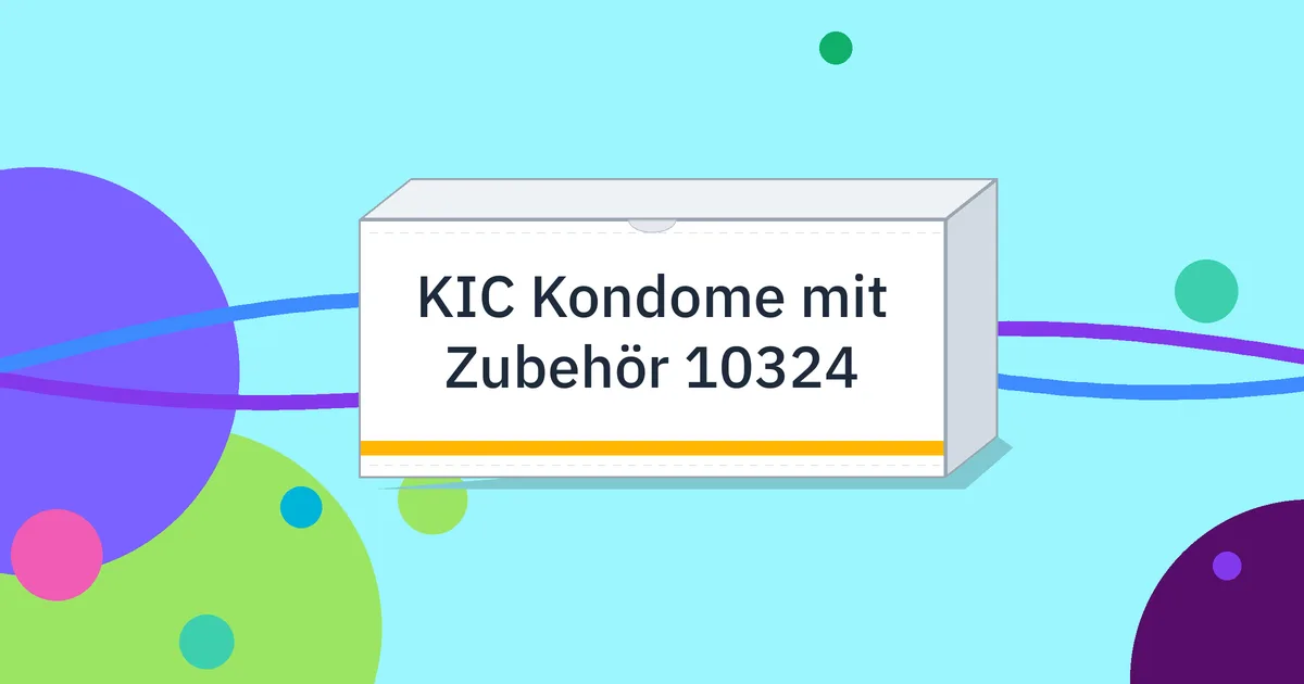 Symbolbild: Packung mit der Aufschrift KIC Kondome mit Zubehör 10324 (PZN 00591509) – Verfügbarkeit und Bezug in Apotheken in Frankfurt am Main