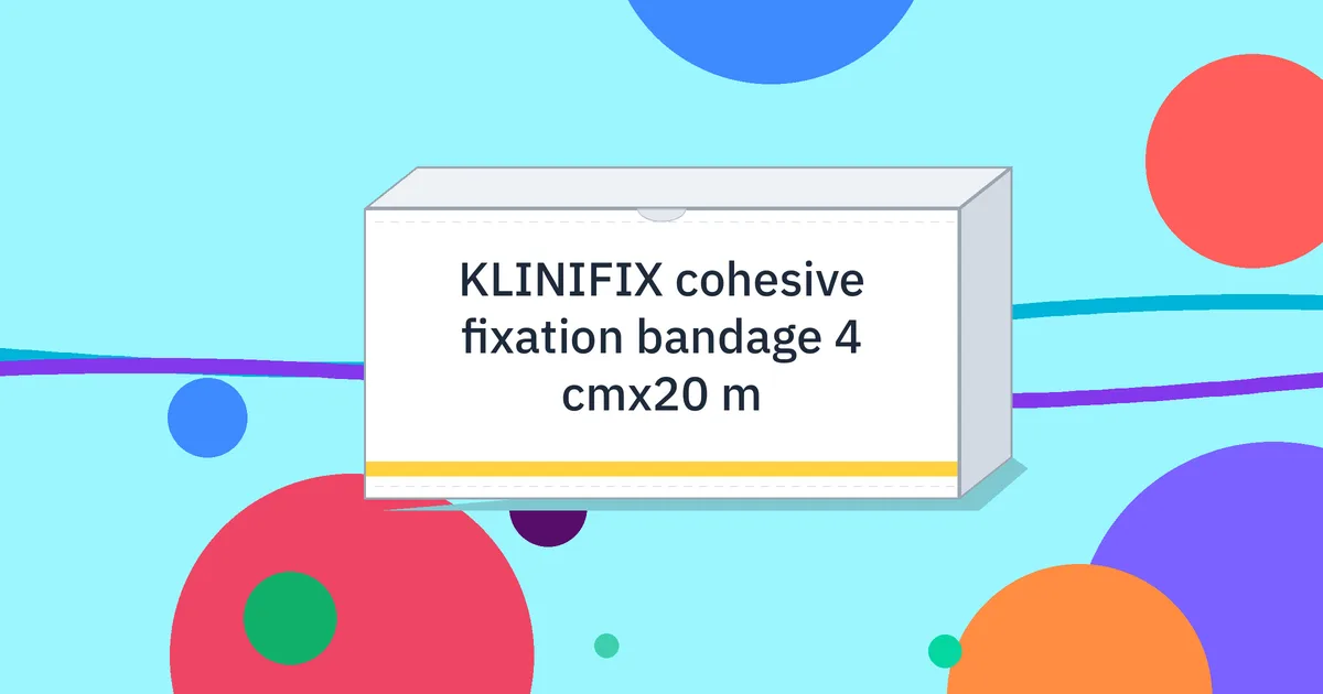 Symbolbild: Packung mit der Aufschrift KLINIFIX cohesive fixation bandage 4 cmx20 m (PZN 19898073) – Verfügbarkeit und Bezug in Apotheken in Frankfurt am Main
