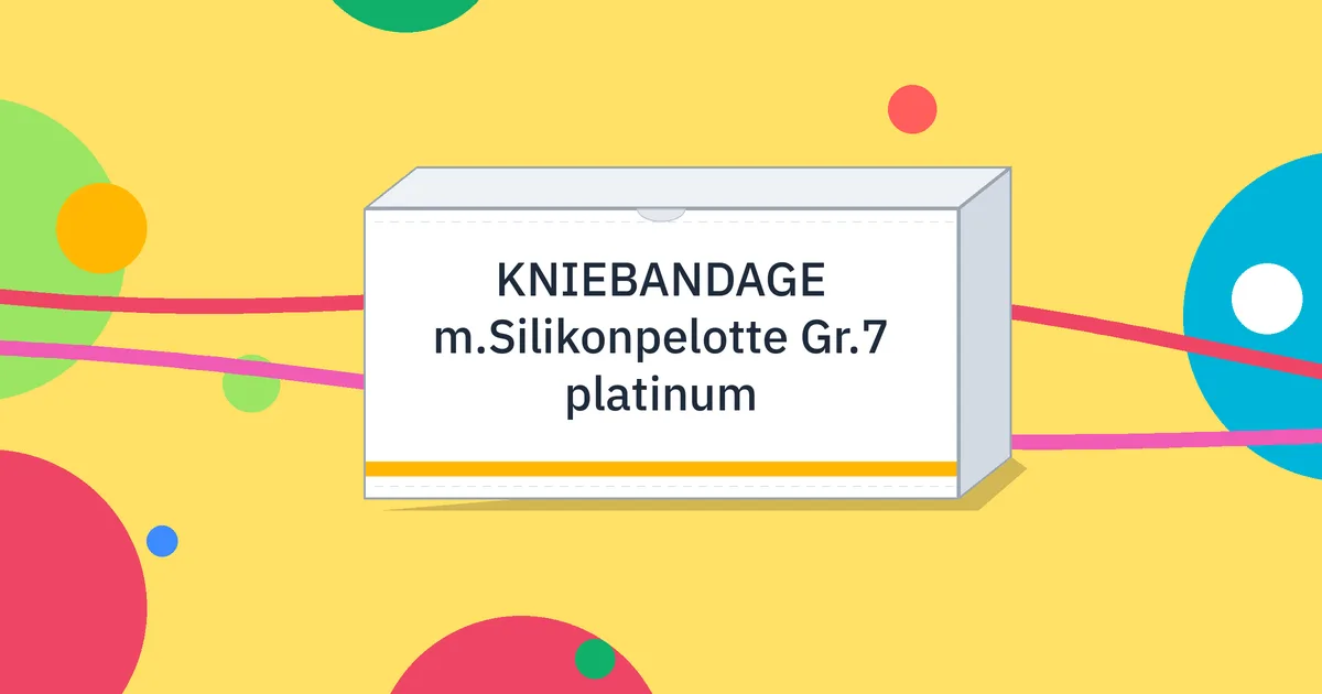 Symbolbild: Packung mit der Aufschrift KNIEBANDAGE m.Silikonpelotte Gr.7 platinum (PZN 13827155) – Verfügbarkeit und Bezug in Apotheken in Frankfurt am Main