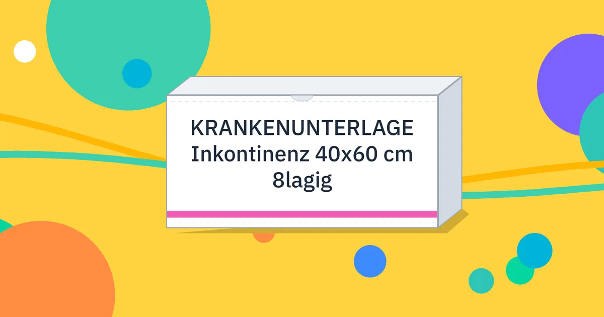 Symbolbild: Packung mit der Aufschrift KRANKENUNTERLAGE Inkontinenz 40x60 cm 8lagig (PZN 10787099) – Verfügbarkeit und Bezug in Apotheken in Frankfurt am Main