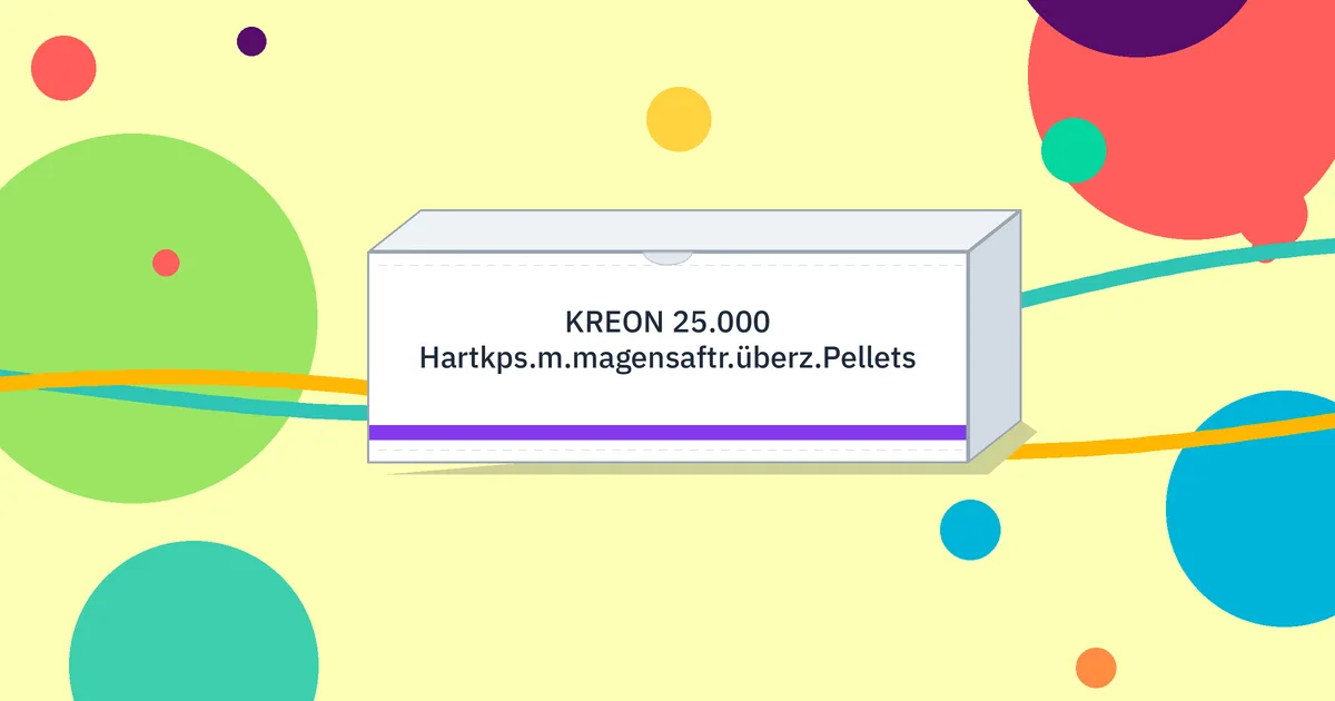 Symbolbild: Packung mit der Aufschrift KREON 25.000 Hartkps.m.magensaftr.überz.Pellets (PZN 04437981) – Verfügbarkeit und Bezug in Apotheken in Frankfurt am Main