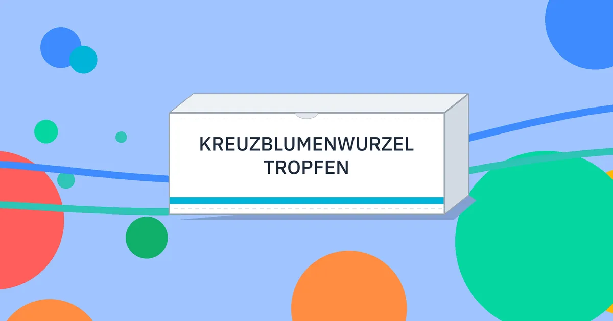 Symbolbild: Packung mit der Aufschrift KREUZBLUMENWURZEL TROPFEN (PZN 14283384) – Verfügbarkeit und Bezug in Apotheken in Frankfurt am Main