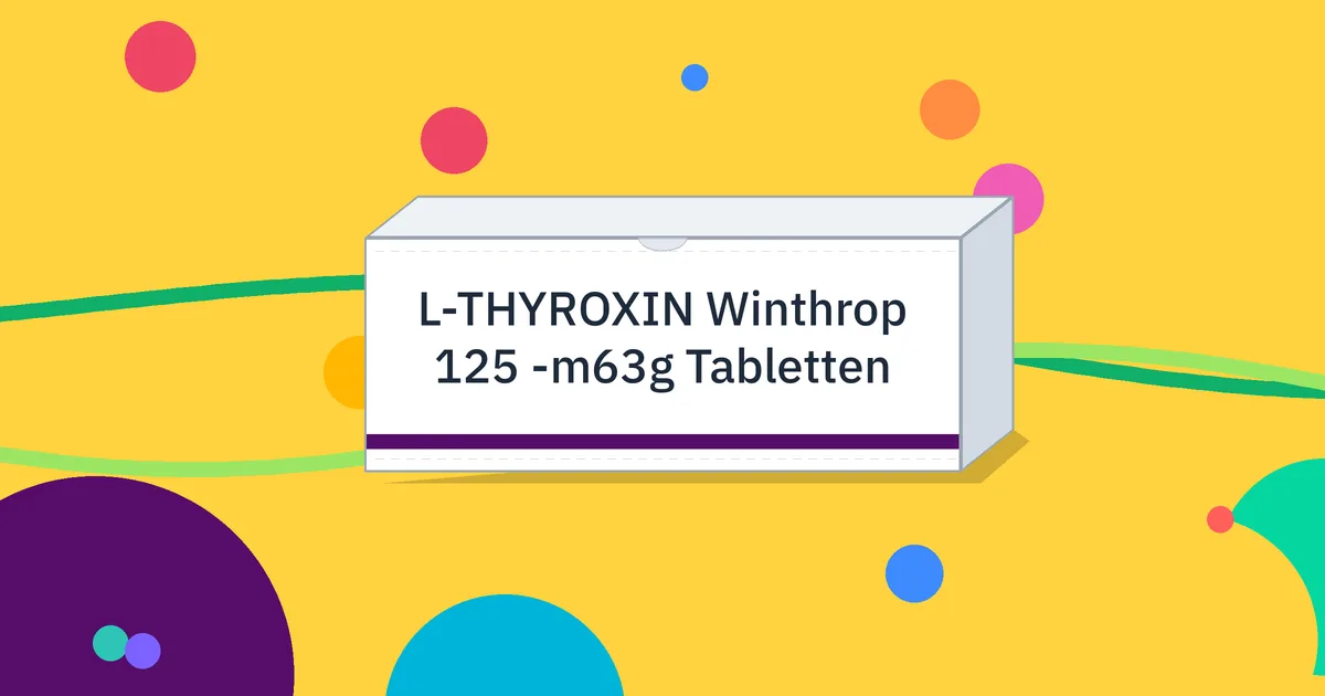 Symbolbild: Packung mit der Aufschrift L-THYROXIN Winthrop 125 -m63g Tabletten (PZN 06912920) – Verfügbarkeit und Bezug in Apotheken in Frankfurt am Main