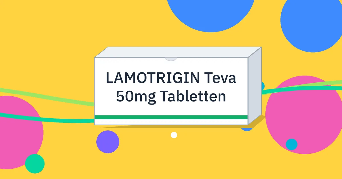 Symbolbild: Packung mit der Aufschrift LAMOTRIGIN Teva 50mg Tabletten (PZN 00081004) – Verfügbarkeit und Bezug in Apotheken in Frankfurt am Main