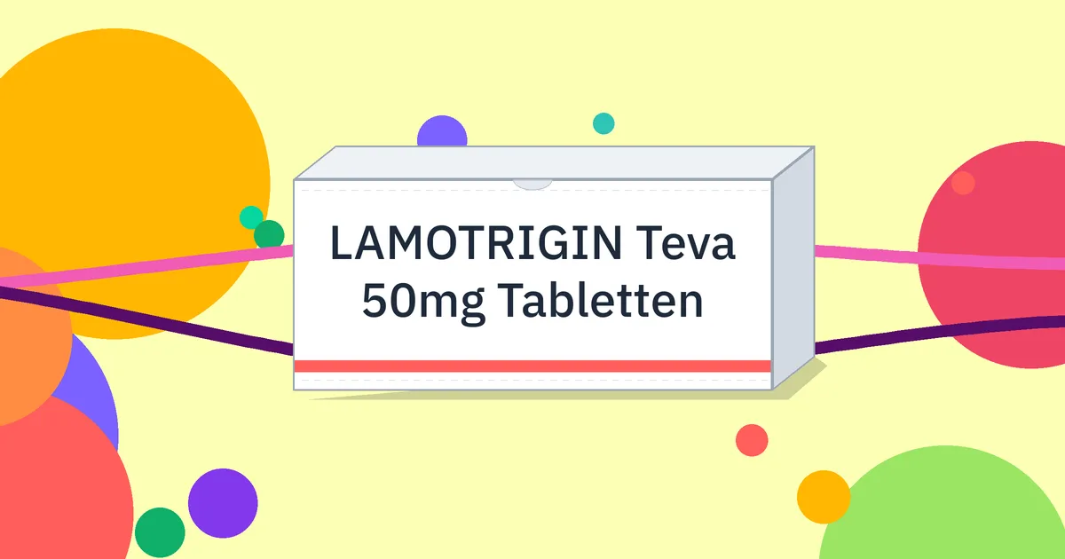 Symbolbild: Packung mit der Aufschrift LAMOTRIGIN Teva 50mg Tabletten (PZN 00080973) – Verfügbarkeit und Bezug in Apotheken in Frankfurt am Main