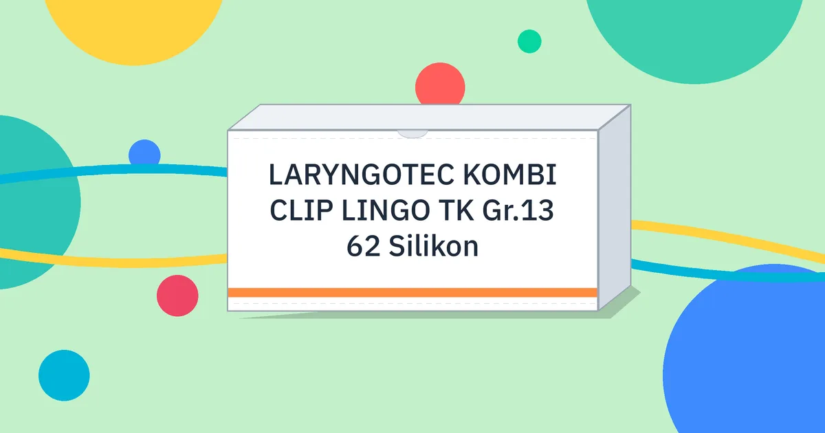 Symbolbild: Packung mit der Aufschrift LARYNGOTEC KOMBI CLIP LINGO TK Gr.13 62 Silikon (PZN 19532018) – Verfügbarkeit und Bezug in Apotheken in Frankfurt am Main