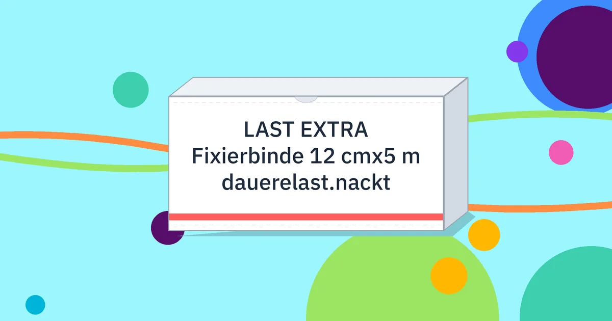 Symbolbild: Packung mit der Aufschrift LAST EXTRA Fixierbinde 12 cmx5 m dauerelast.nackt (PZN 09535211) – Verfügbarkeit und Bezug in Apotheken in Frankfurt am Main