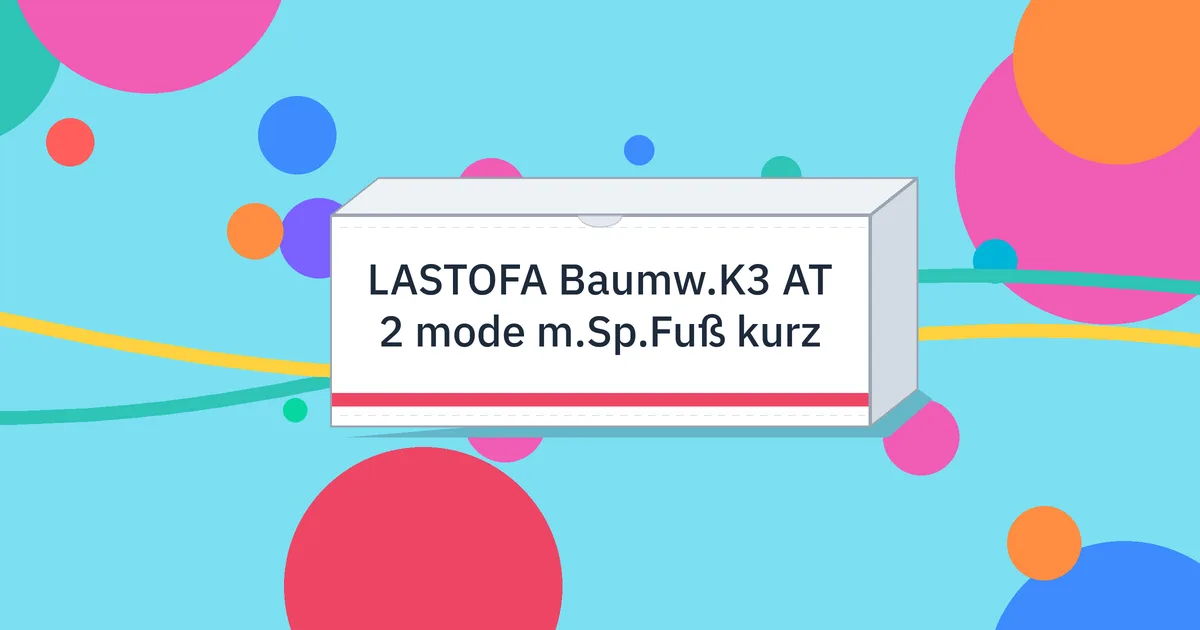 Symbolbild: Packung mit der Aufschrift LASTOFA Baumw.K3 AT 2 mode m.Sp.Fuß kurz (PZN 01957800) – Verfügbarkeit und Bezug in Apotheken in Frankfurt am Main