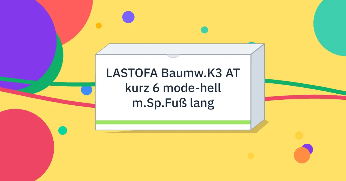 Symbolbild: Packung mit der Aufschrift LASTOFA Baumw.K3 AT kurz 6 mode-hell m.Sp.Fuß lang (PZN 01958573) – Verfügbarkeit und Bezug in Apotheken in Frankfurt am Main
