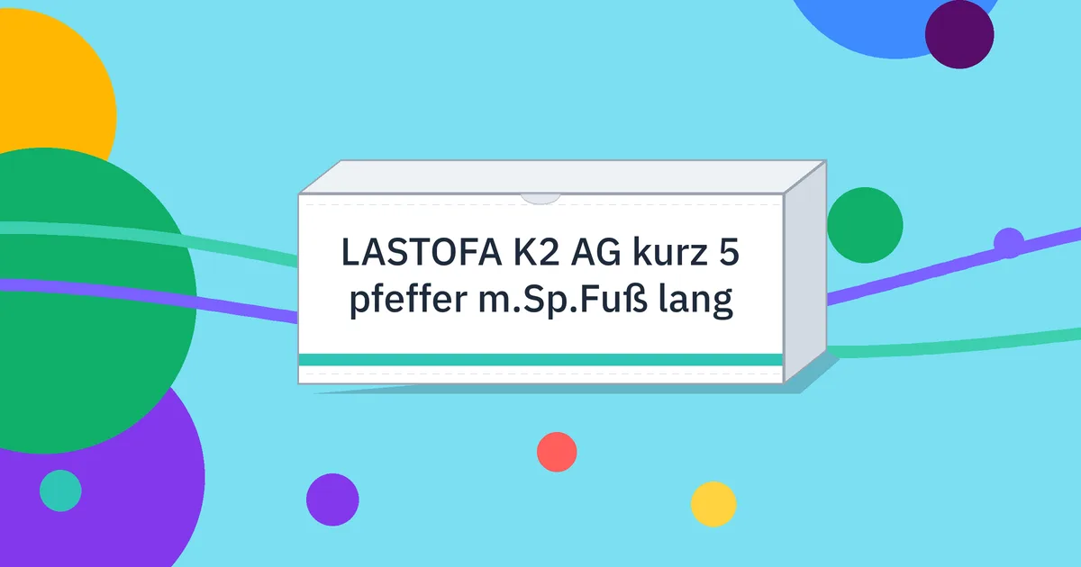 Symbolbild: Packung mit der Aufschrift LASTOFA K2 AG kurz 5 pfeffer m.Sp.Fuß lang (PZN 13807000) – Verfügbarkeit und Bezug in Apotheken in Frankfurt am Main