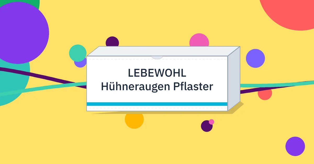 Symbolbild: Packung mit der Aufschrift LEBEWOHL Hühneraugen Pflaster (PZN 09755355) – Verfügbarkeit und Bezug in Apotheken in Frankfurt am Main