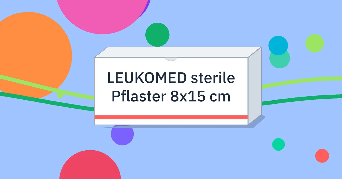 Symbolbild: Packung mit der Aufschrift LEUKOMED sterile Pflaster 8x15 cm (PZN 18437418) – Verfügbarkeit und Bezug in Apotheken in Frankfurt am Main