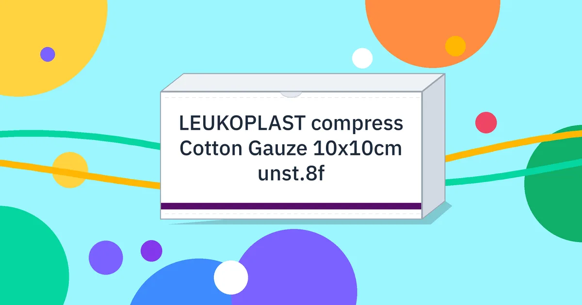 Symbolbild: Packung mit der Aufschrift LEUKOPLAST compress Cotton Gauze 10x10cm unst.8f (PZN 19064221) – Verfügbarkeit und Bezug in Apotheken in Frankfurt am Main