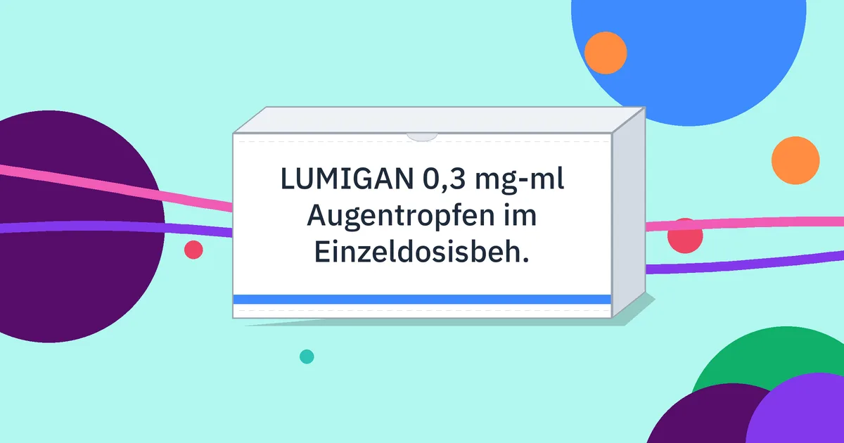 Symbolbild: Packung mit der Aufschrift LUMIGAN 0,3 mg-ml Augentropfen im Einzeldosisbeh. (PZN 12342935) – Verfügbarkeit und Bezug in Apotheken in Frankfurt am Main
