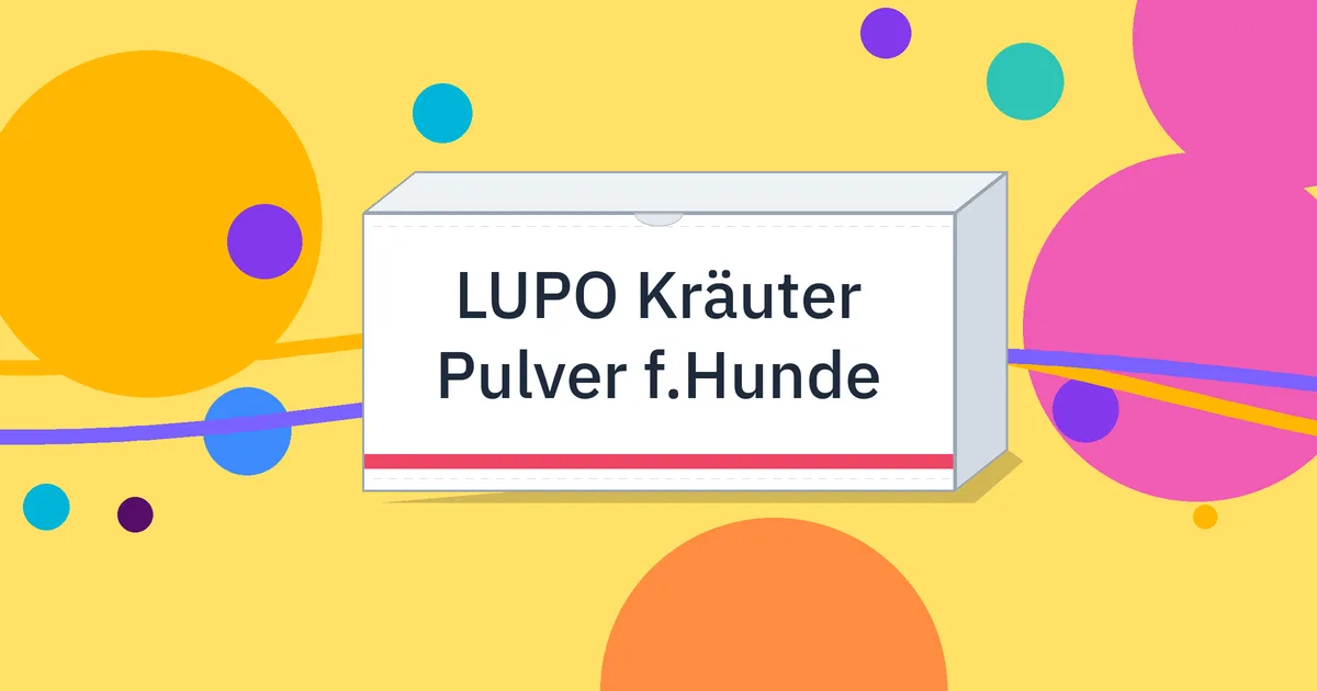 Symbolbild: Packung mit der Aufschrift LUPO Kräuter Pulver f.Hunde (PZN 19252425) – Verfügbarkeit und Bezug in Apotheken in Frankfurt am Main