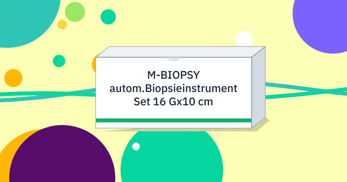 Symbolbild: Packung mit der Aufschrift M-BIOPSY autom.Biopsieinstrument Set 16 Gx10 cm (PZN 20326904) – Verfügbarkeit und Bezug in Apotheken in Frankfurt am Main