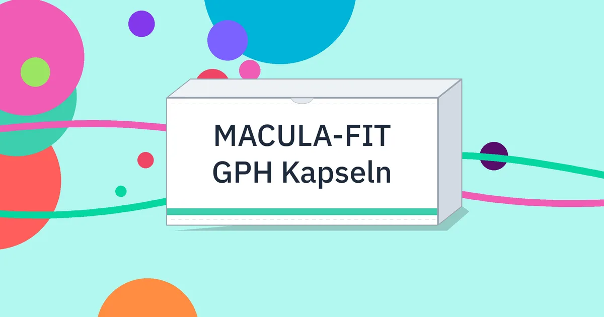 Symbolbild: Packung mit der Aufschrift MACULA-FIT GPH Kapseln (PZN 05530760) – Verfügbarkeit und Bezug in Apotheken in Frankfurt am Main