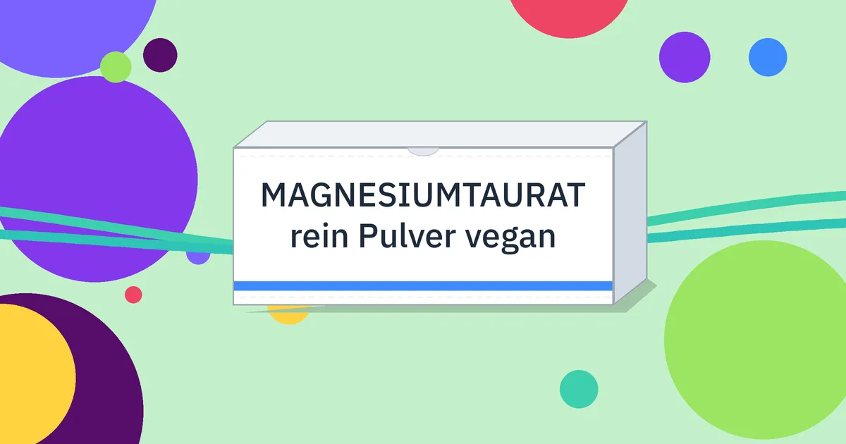 Symbolbild: Packung mit der Aufschrift MAGNESIUMTAURAT rein Pulver vegan (PZN 19788485) – Verfügbarkeit und Bezug in Apotheken in Frankfurt am Main