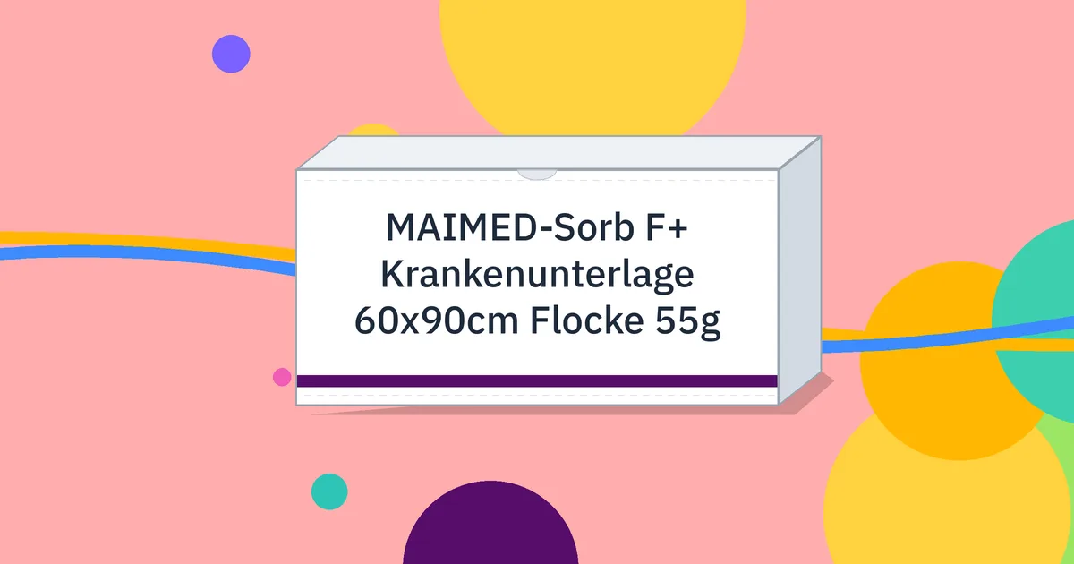Symbolbild: Packung mit der Aufschrift MAIMED-Sorb F+ Krankenunterlage 60x90cm Flocke 55g (PZN 19471506) – Verfügbarkeit und Bezug in Apotheken in Frankfurt am Main