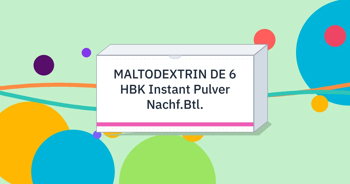 Symbolbild: Packung mit der Aufschrift MALTODEXTRIN DE 6 HBK Instant Pulver Nachf.Btl. (PZN 00108950) – Verfügbarkeit und Bezug in Apotheken in Frankfurt am Main
