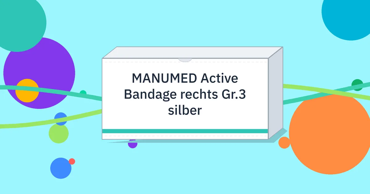 Symbolbild: Packung mit der Aufschrift MANUMED Active Bandage rechts Gr.3 silber (PZN 15315413) – Verfügbarkeit und Bezug in Apotheken in Frankfurt am Main