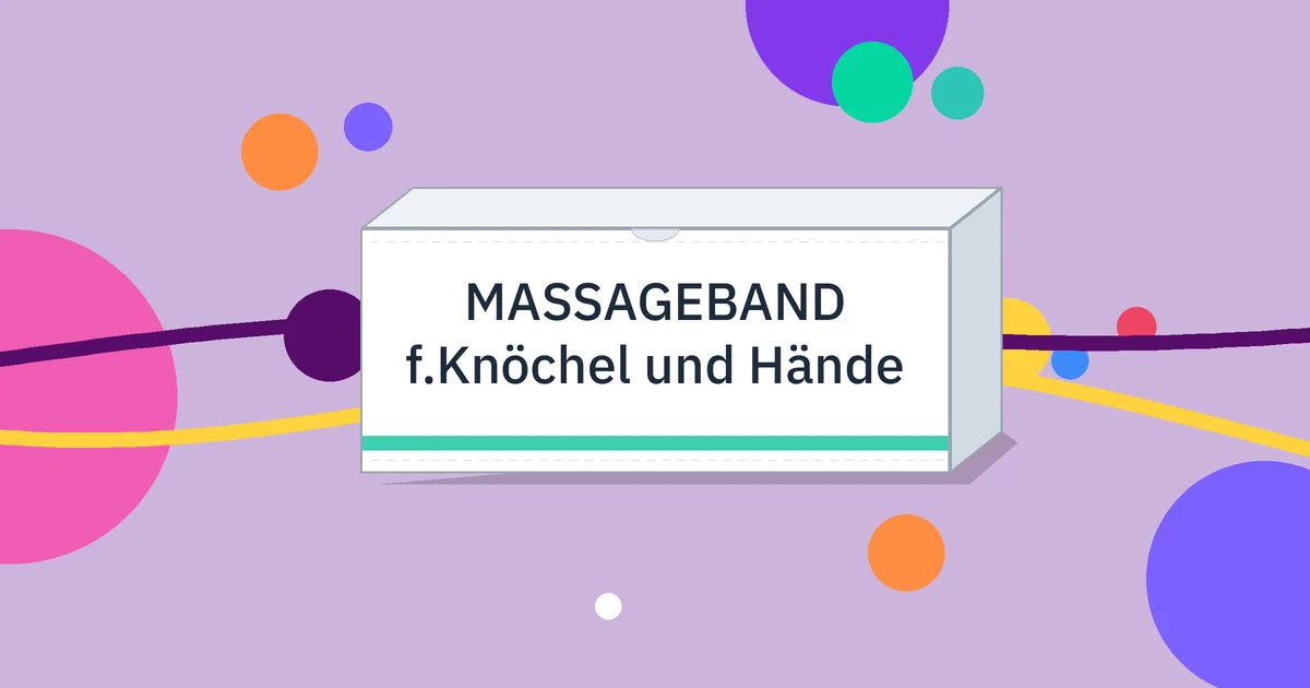 Symbolbild: Packung mit der Aufschrift MASSAGEBAND f.Knöchel und Hände (PZN 14163958) – Verfügbarkeit und Bezug in Apotheken in Frankfurt am Main