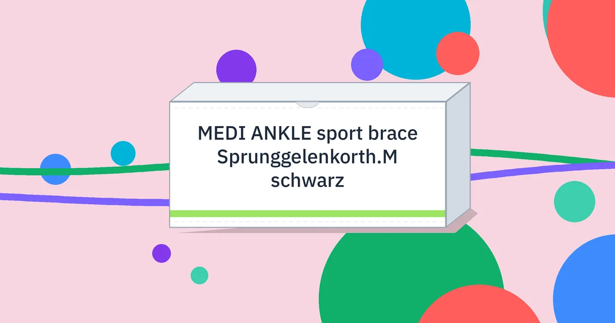 Symbolbild: Packung mit der Aufschrift MEDI ANKLE sport brace Sprunggelenkorth.M schwarz (PZN 19363946) – Verfügbarkeit und Bezug in Apotheken in Frankfurt am Main
